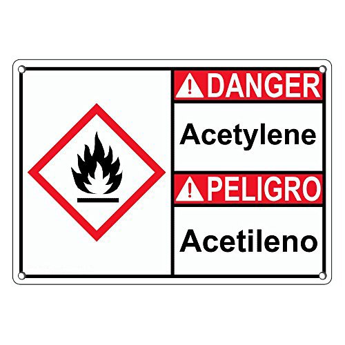 Weatherproof Plastic ANSI and GHS Danger Acetylene - Acetileno Sign ...