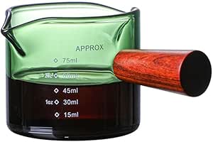 Amazon.com: Ochine 1 Pack Double Spouts Measuring Triple Pitcher Milk Cup with Wood Handle, 75ML ...