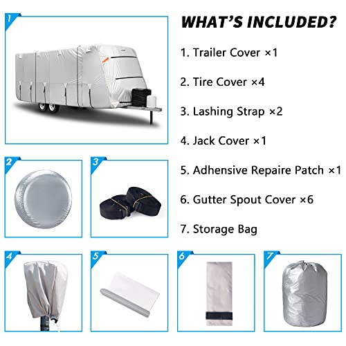 FRUNO Oxford Cloth Travel Trailer RV Cover 24'8"-27' Waterproof Rip ...