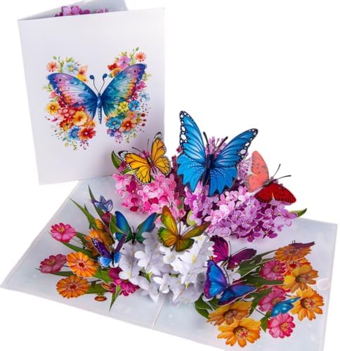Amazon.com : 3D Pop Up Butterfly Greeting Card with Paper Envelope for ...