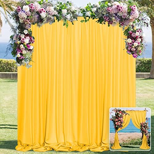 Amazon.com : Yellow Backdrop Curtain for Parties Rod Pocket Yellow ...