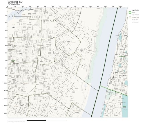 Amazon.com : ZIP Code Wall Map of Cresskill, NJ ZIP Code Map Laminated ...