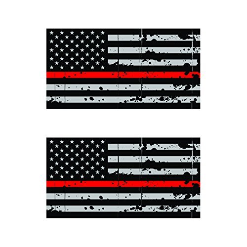 Amazon.com: Two Pack Distressed Thin Red Line Subdued American Flag ...