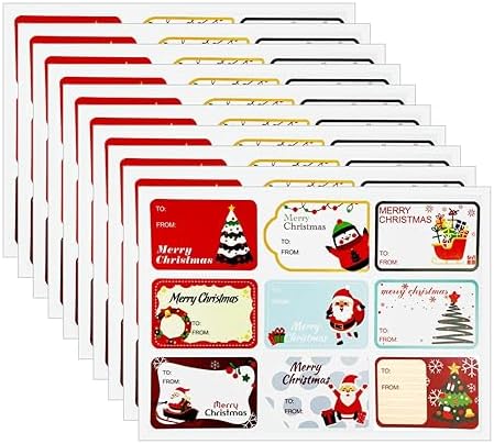 120 pcs Christmas Design Labels Stickers Self Adhesive Christmas Tags ...