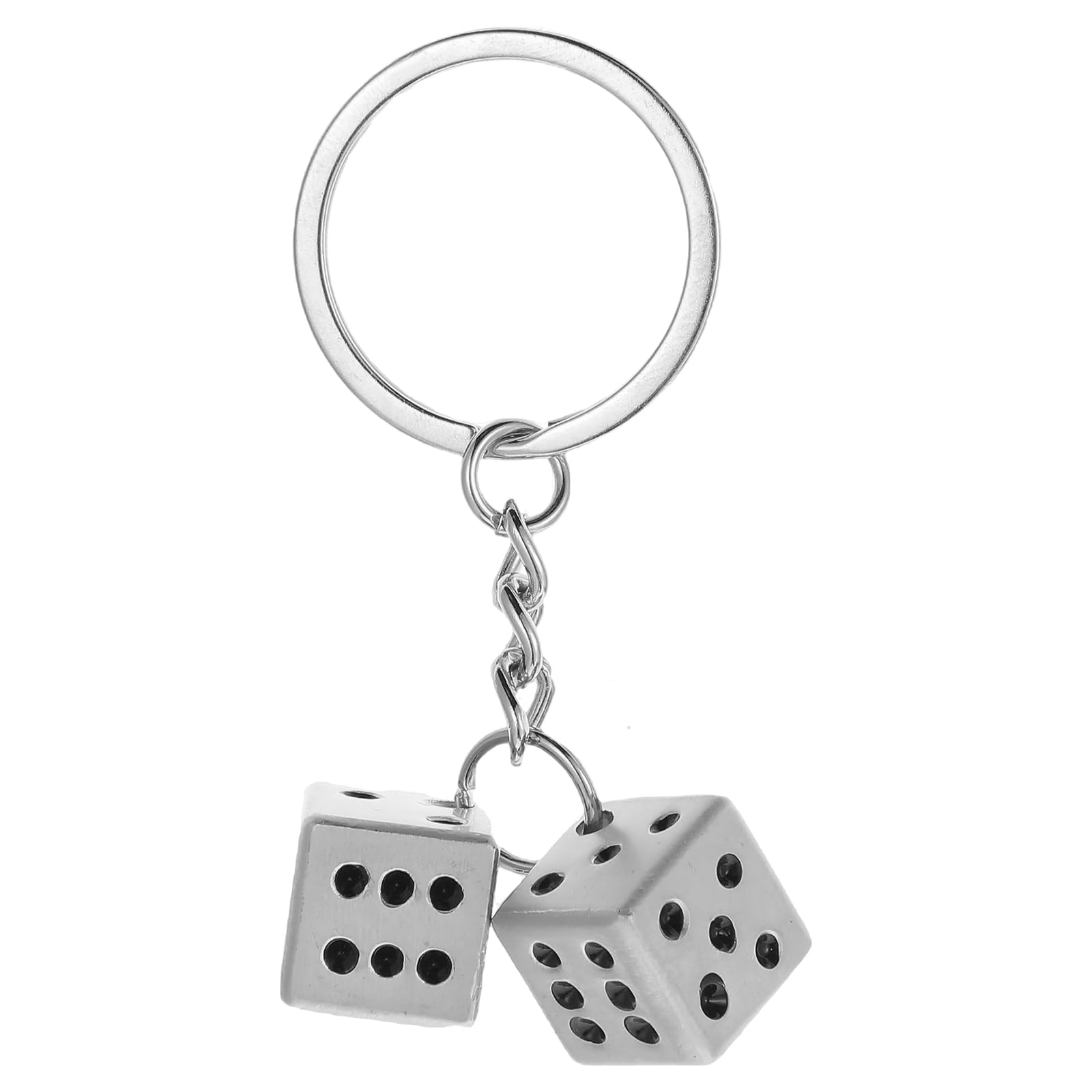 salbsever Silver Metal Dice Keychain with Black Dots Retro Dice ...