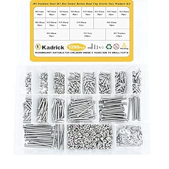 Kadrick 1290 Pcs M3 Metric Screw Aassortment,4mm-40mm Full Size 304 ...