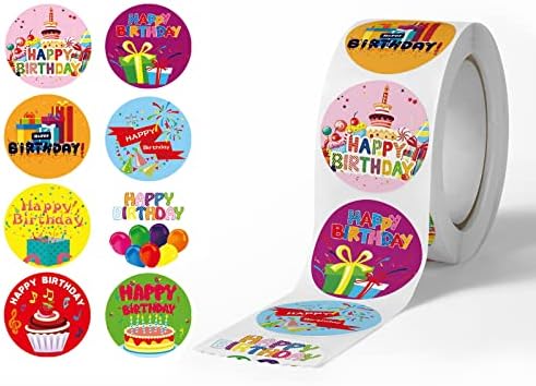 Amazon.com: BLUE PANDA 504 Piece Round Happy Birthday Stickers for ...