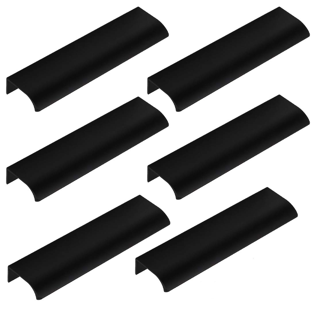 Snapklik.com : 6 Pcs Arc Black Modern Finger Edge Pulls Rounded Angle ...