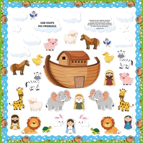 Amazon.com : CPicdn 133Pcs Back to School Noah’s Ark Religious Bulletin ...