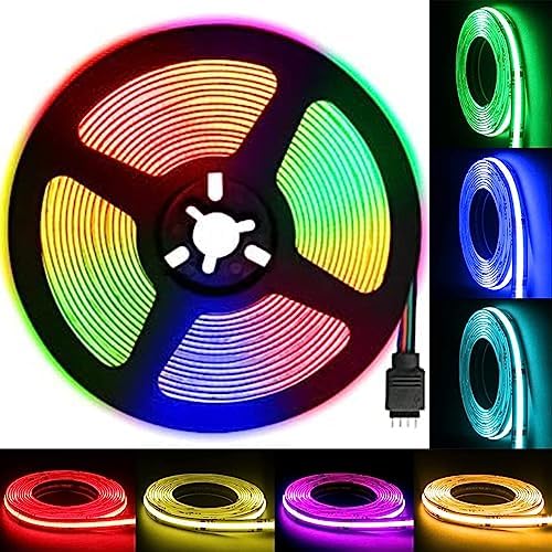 Flexible RGB COB LED Strip Lights,12V 16.4ft/5m, Multicolor Light ...