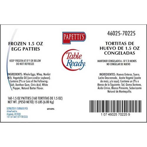 Amazon.com: Papettis Round Egg Patty, 1.5 Ounce - 160 per case. : Cell ...
