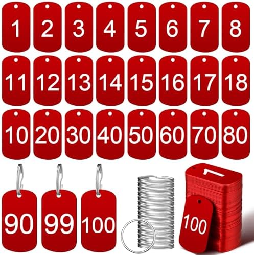 Amazon.com: MorningRo 100 Pcs Aluminum Number Tags with Key Rings ...