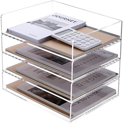 SANRUI 4 Tier Desk Organizer Paper File Detachable Clear Desk Letter ...