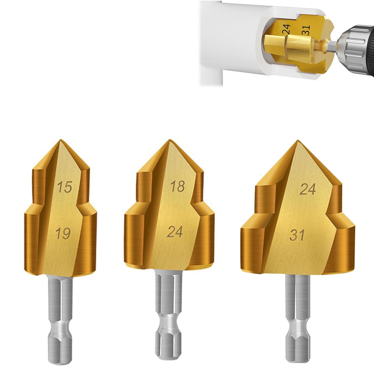Serplex® 3Pcs PPR Lifting Drill Bit 3 Sizes Titanium Coated Steel Drill ...