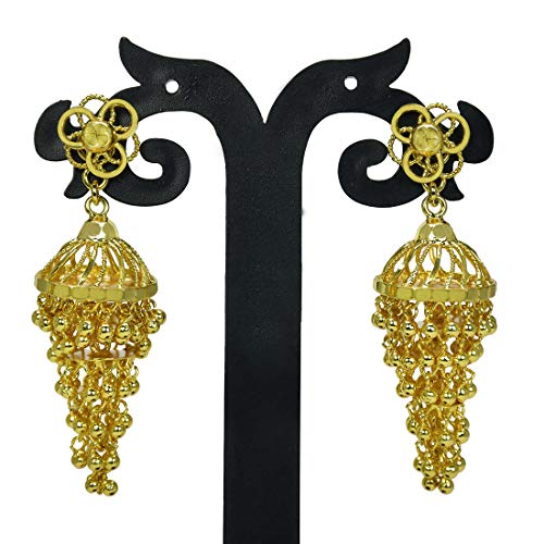 Buy Kollam Supreme Gold Plated Metal 6 Steps Plain Jhumkas/Jimikki ...