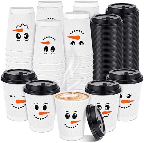 Amazon.com: Whaline 50Pcs Winter Snowman Disposable Paper Cups Cute ...