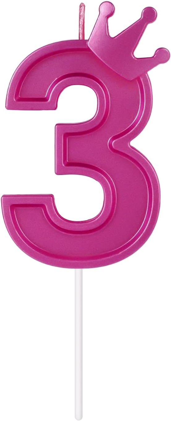 Amazon.com: 3 Inch Birthday Number Candle, 3D Number Candle with Crown ...