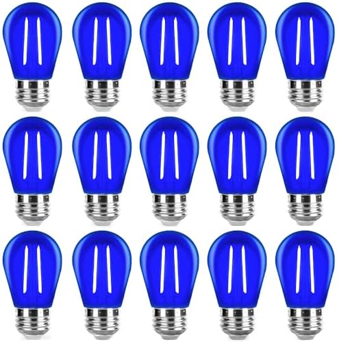 15 Pack S14 LED Bulb Blue 1W S14 Filament Bulb Shatterproof Blue ...