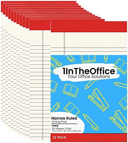 Amazon.com : 1InTheOffice Note Pads 5x8, Narrow Ruled Note Pad, 50 ...