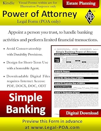 Amazon.com: Simple Banking Power of Attorney: Legal Form ( POA Only ...