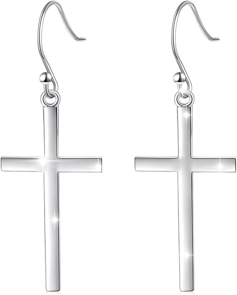 Amazon.com: S925 Sterling Silver Jewelry Classic Religious Cross Dangle ...
