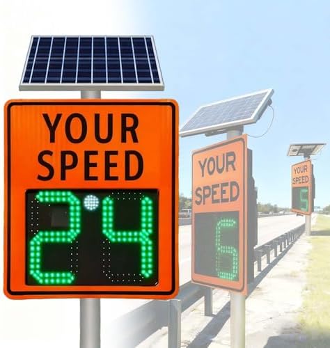 Amazon.com: Solar-Powered Speed Radar Display Sign | Real-Time LED ...