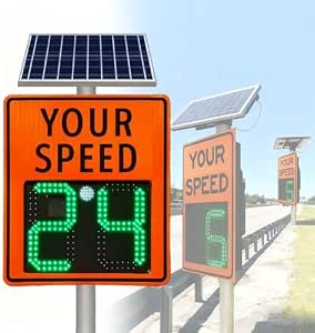 Amazon.com: Solar-Powered Speed Radar Display Sign | Real-Time LED ...