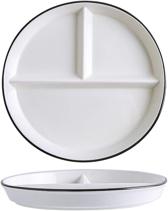 Amazon.com | Bicuzat 1 PCS Ceramic Portion Control Plate Divided Dish ...
