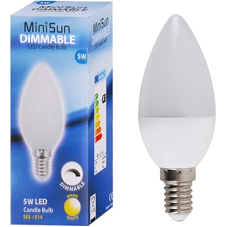 Linkind E14 LED Dimmable Candle Light Bulbs, 5W SES Candle Bulb B35 ...