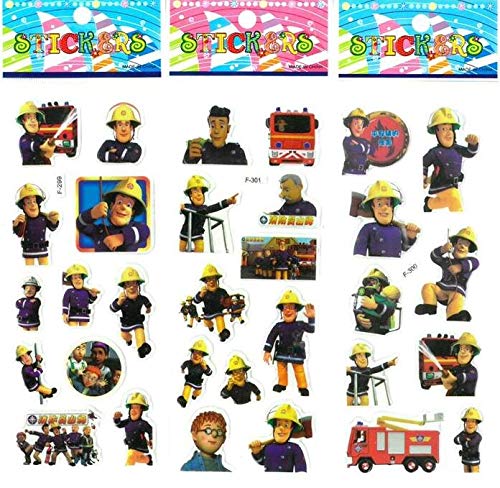 Amazon.com: 3 Sheets/Set Fireman Sam Stickers Toys for Kids Home Wall ...