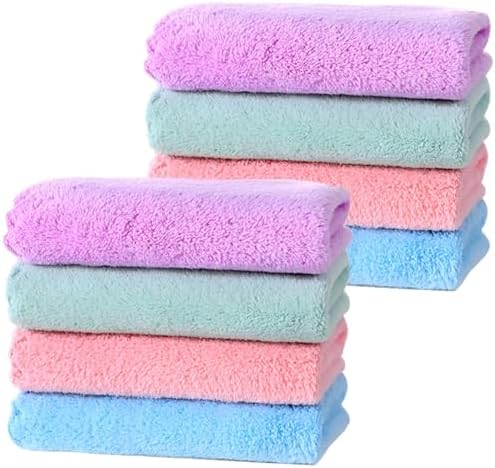 ZQuintuplian 8 Pack Face Cloths, 30 x 30cm Face Wash Cloth, Soft Cotton ...