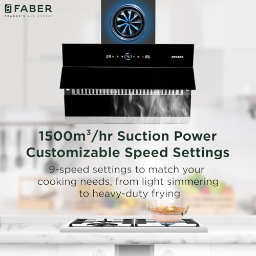 Faber 75cm 1500m /hr BLDC Motor Autoclean Slant Chimney| Black Matt ...