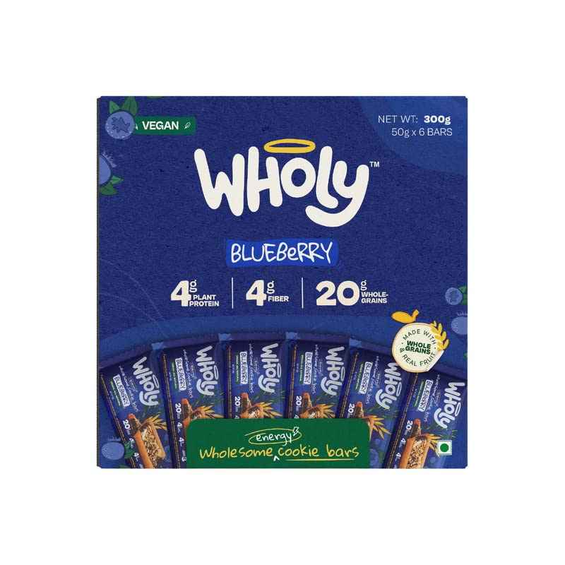Buy Wholy Wholegrain Blueberry Filled Cookie Energy Bar - High Protein ...
