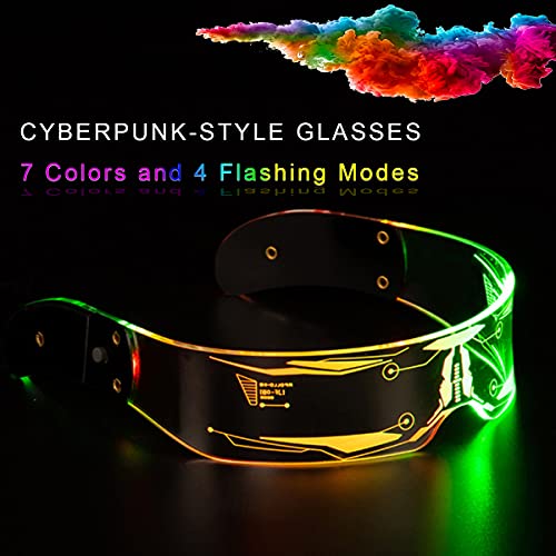 LED Luminous Glasses, 7-Color Cyberpunk LED Visor Glasses, Futuristic ...