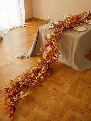 Amazon.com: Artgar Maple Leaf Pumpkin Berry Garland - 6 Ft with 30 ...