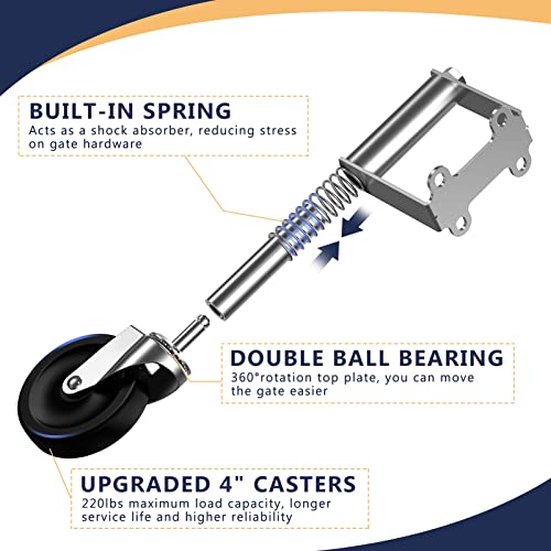 Ronlap Gate Wheel, Spring Loaded Gate Caster for Fence Wooden Gate ...