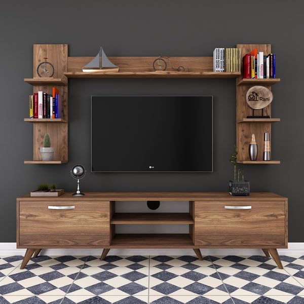 Spyder Home Decore Engineered Wood Craft A9 Tv Unit With Wall Shelf Tv ...
