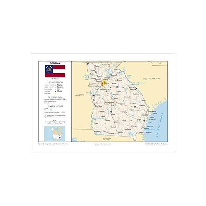Buy 13x19 Georgia General Reference Wall Map - Anchor Maps USA ...