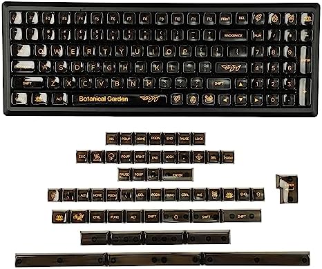 Amazon.com: YMDK 155 Crystal Backlit Keycaps Black Botanical MDA ...