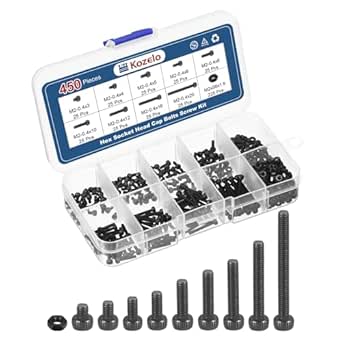 Kozelo 450pcs M2 Socket Head Cap Screws Bolts Nuts Assortment Kit - [M2x3/4/5/6/8/10/12/16/20mm ...