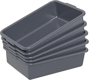 Rinboat 8 Liter Commercial Plastic Bus Box, Rectangle Bus Bins, Gray, 5 ...