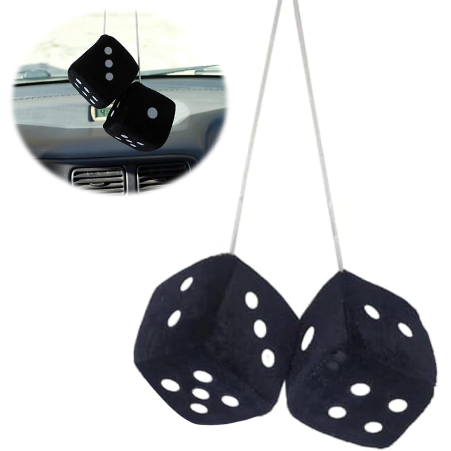 Fluffy Dice for Car, 1 Pair Fluffy Dice car Rear View Mirror Hanging ...