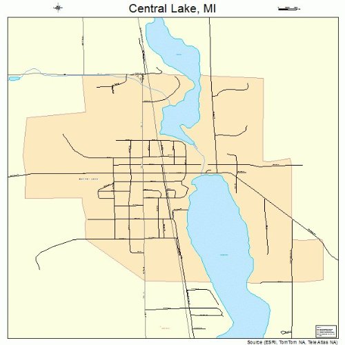 Large Street & Road Map of Central Lake, Michigan MI - Printed poster ...