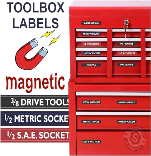 Snapklik.com : Magnetic Tool Box Organizer Labels Organize Boxes ...