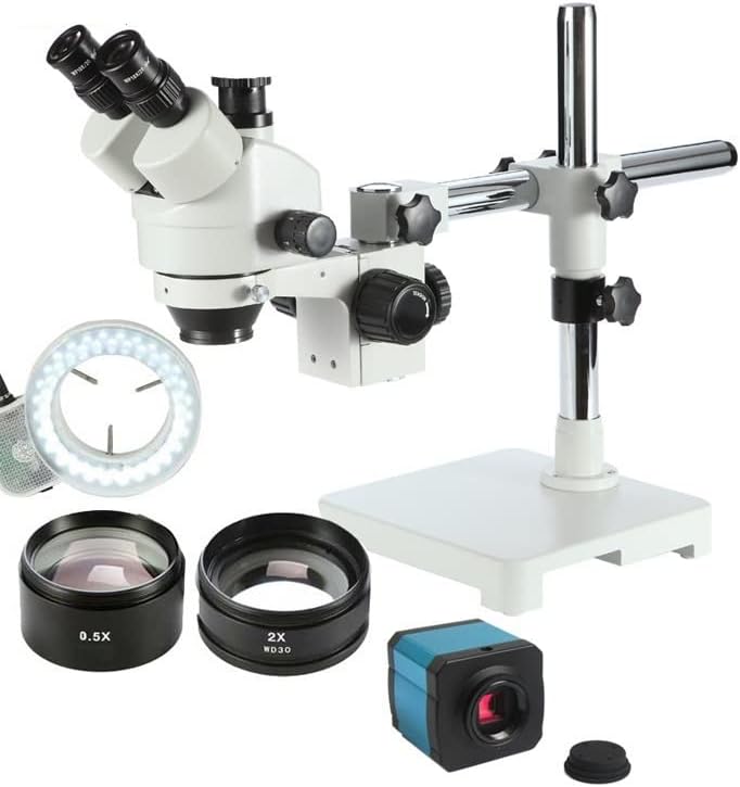 Microscope Adapter 3.5X-90X Simul Focal Trinocular Stereo Microscope ...