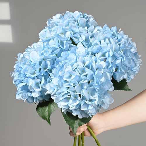 Amazon.com: IPLNTS 5PCS 18.5” 3D Hydrangea Artificial Flowers Silk ...