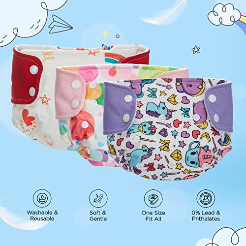 Mama Bear Reusable Cloth Diapers - Pack of 3 Diapers, Freesize, for ...