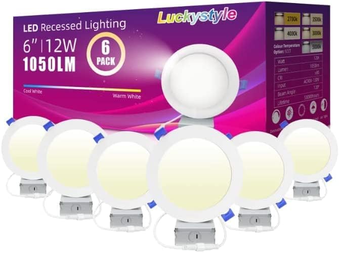 Snapklik.com : Luckystyle 6 Pack 6 Inch LED Recessed Ceiling Light
