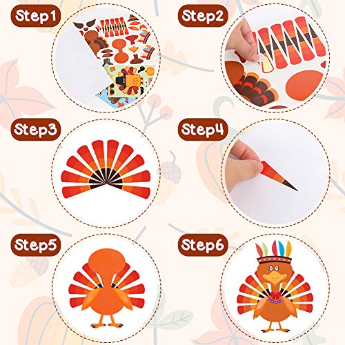 Snapklik.com : 15 PCS Thanksgiving Make-A-Turkey Stickers, Fall Window ...