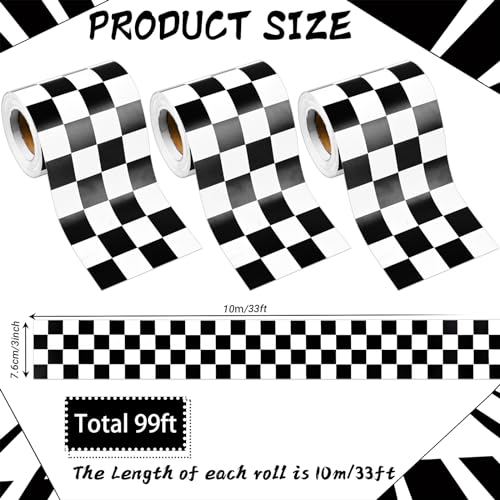 Buy 98.4ft Checkered Bulletin Board Borders, 3 Rolls Black White ...